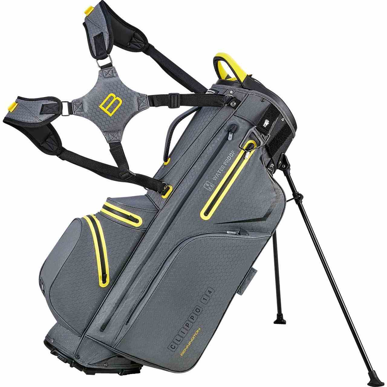 Bennington Clippo Waterproof Cliplock Standbag, grau/gelb | Golf ...